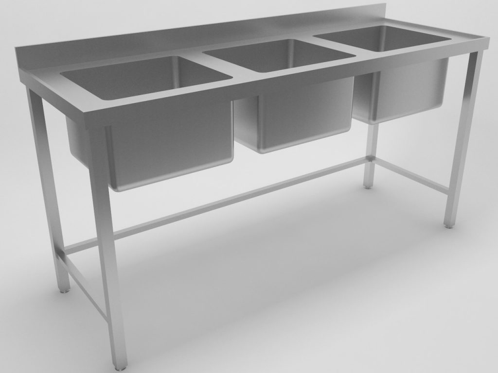 Triple Bowl Sink Table - Moon Steel Fabricators