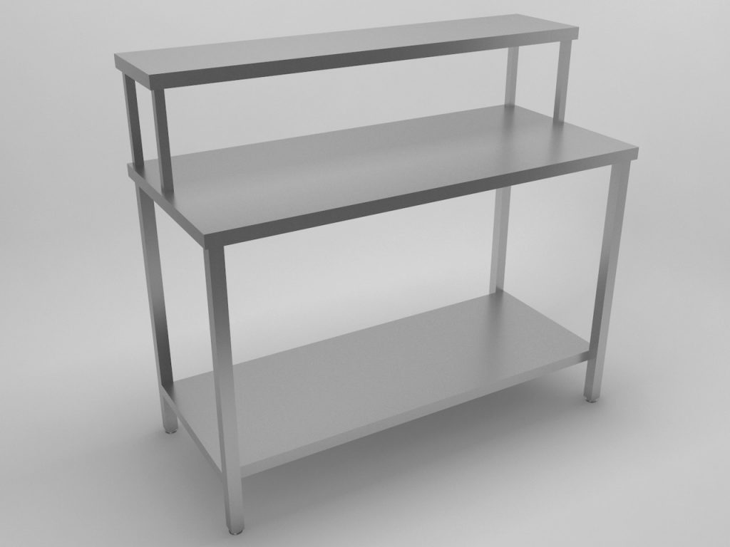 Work Table with 1 under shelf and 1 over shelf - Moon Steel Fabricators